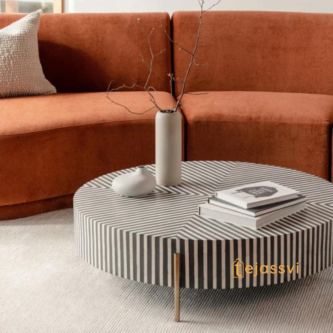 Handmade Bone Inlay Coffee Table, Center Table,bone INLAY TABLE, Round ...