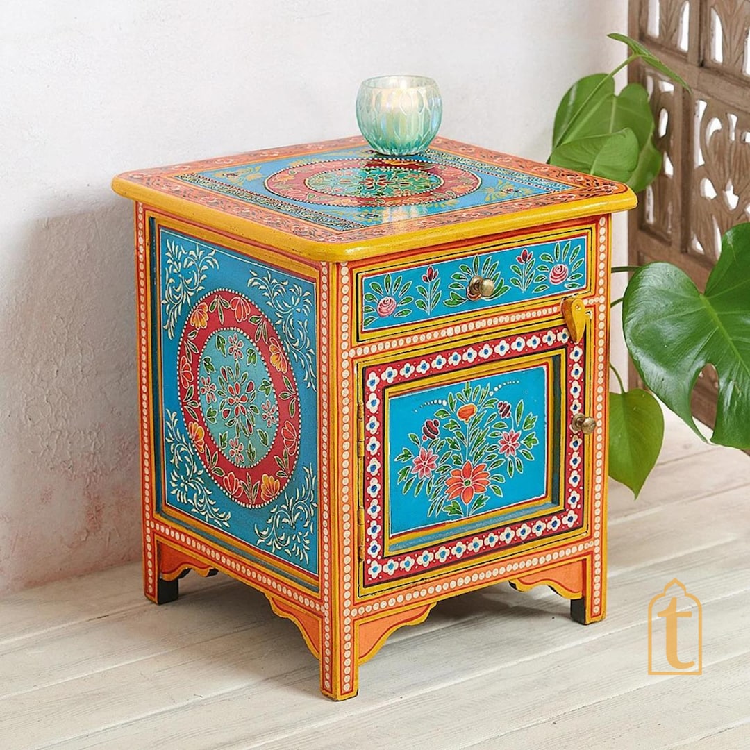 Wooden Indian Beautiful Drawer Side Table/indian Chest Table/hand ...