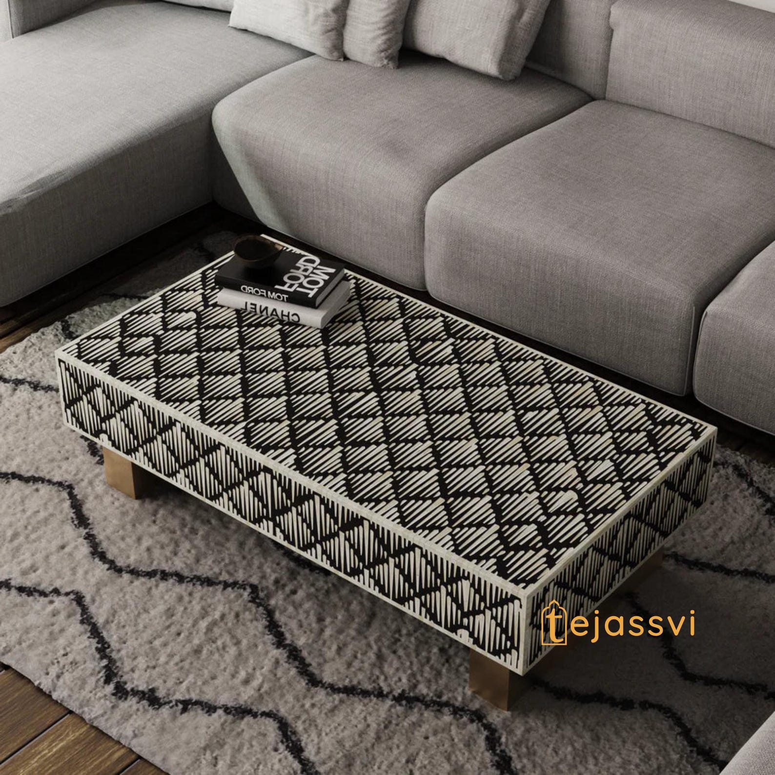 Bone Inlay Coffee Table | Centre Table | Bone Inlay Honeycomb Coffee ...