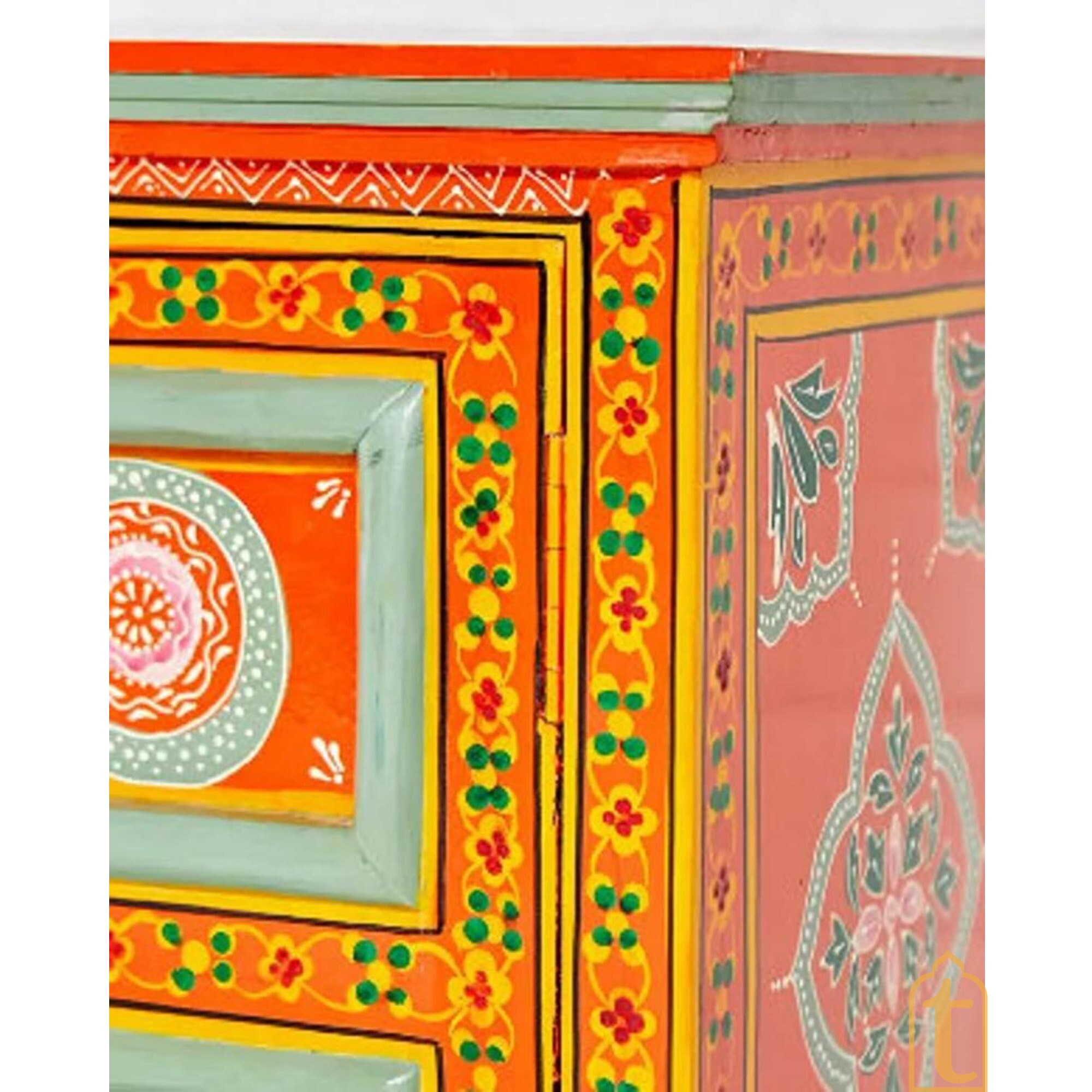 Hand-painted Bedside Wooden Table in Rajasthani Artistry With Uniquely ...