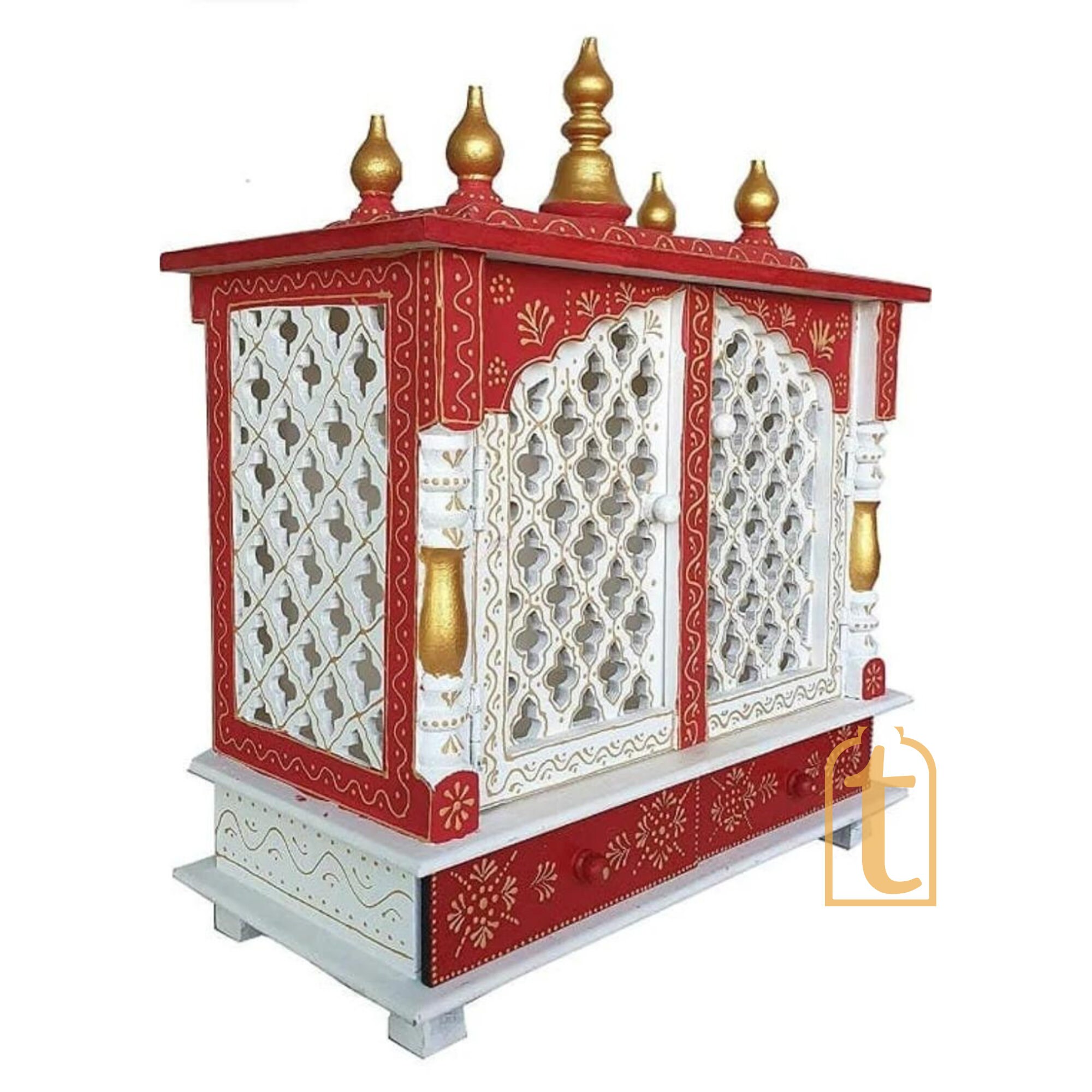 Wooden Temple With Doors Pooja MANDIR for Home Office Prayer Room ...