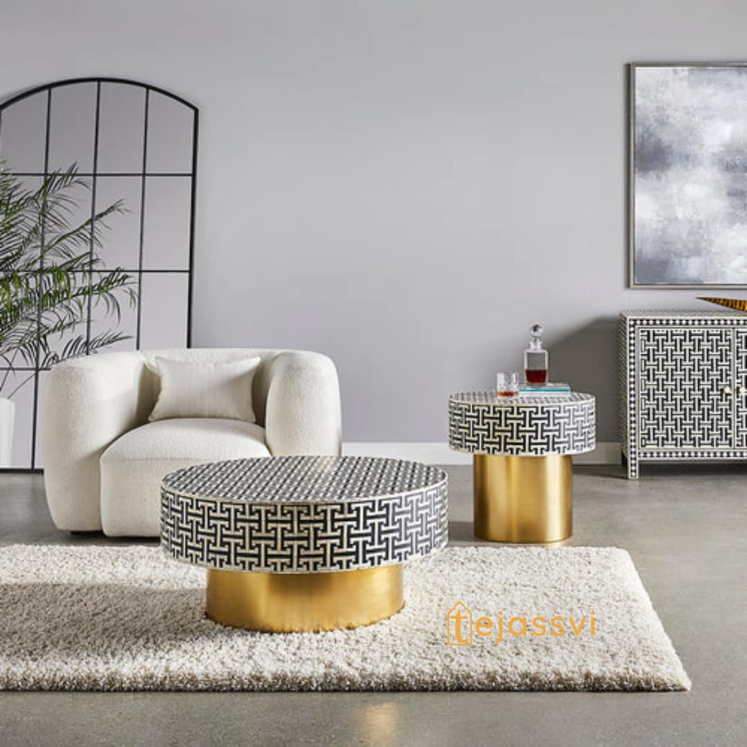 Handmade Bone Inlay Coffee Table | Center Table | Bone Inlay Table ...