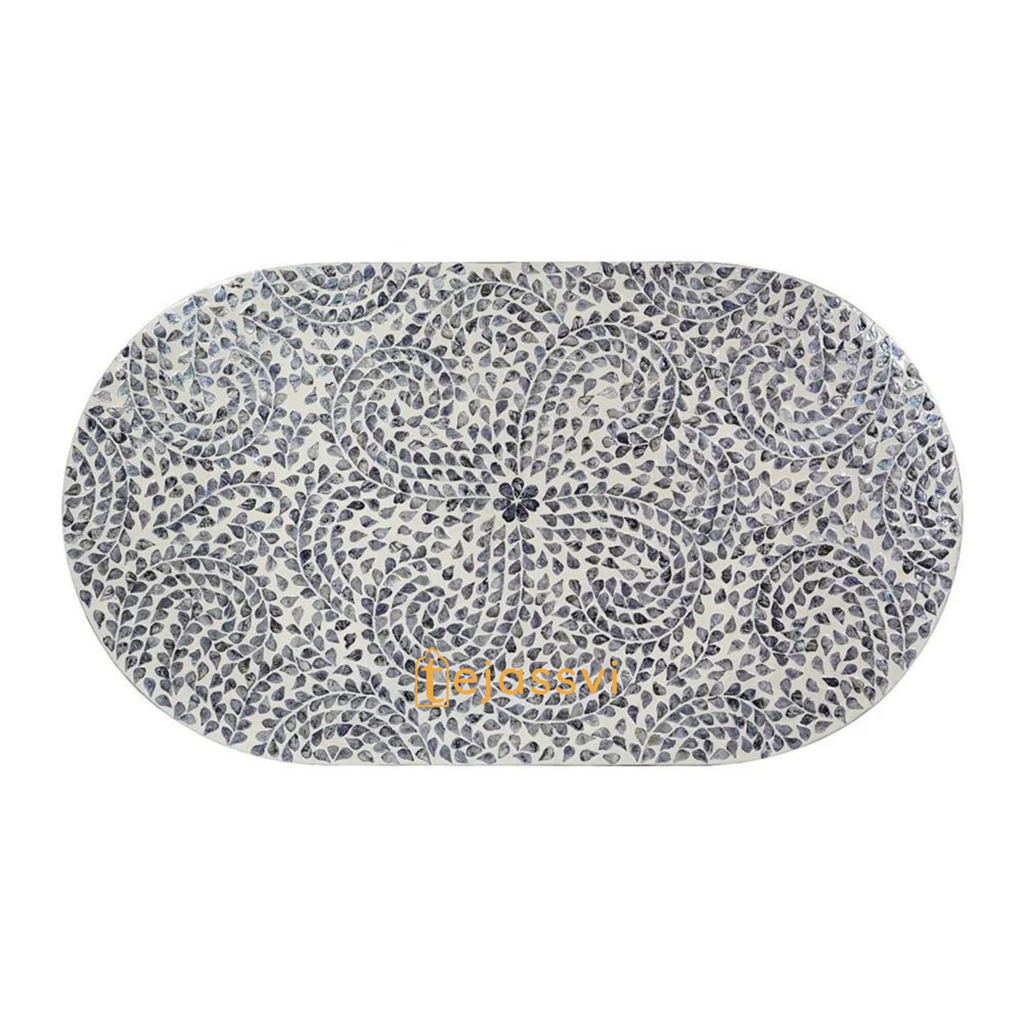 Oval Coffee Table Mother of Pearl INLAY TABLE Floral Design - Etsy