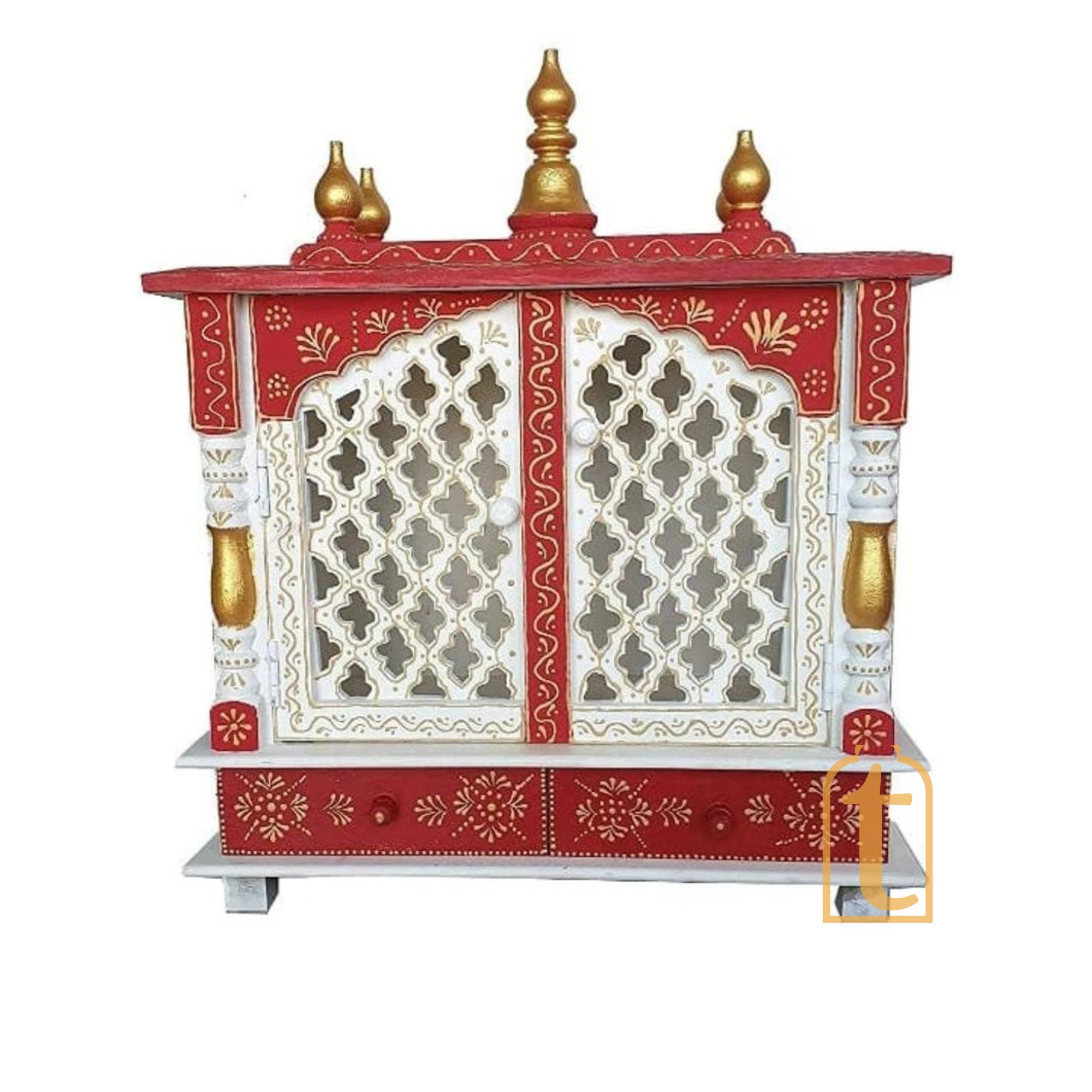 Wooden Temple With Doors Pooja MANDIR for Home Office Prayer Room ...