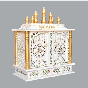 Wooden Temple Pooja Mandir With Door Beautiful Wall Hanging Large ...