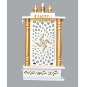 Wooden Temple Pooja Mandir With Door | Beautiful Wall Hanging Large ...