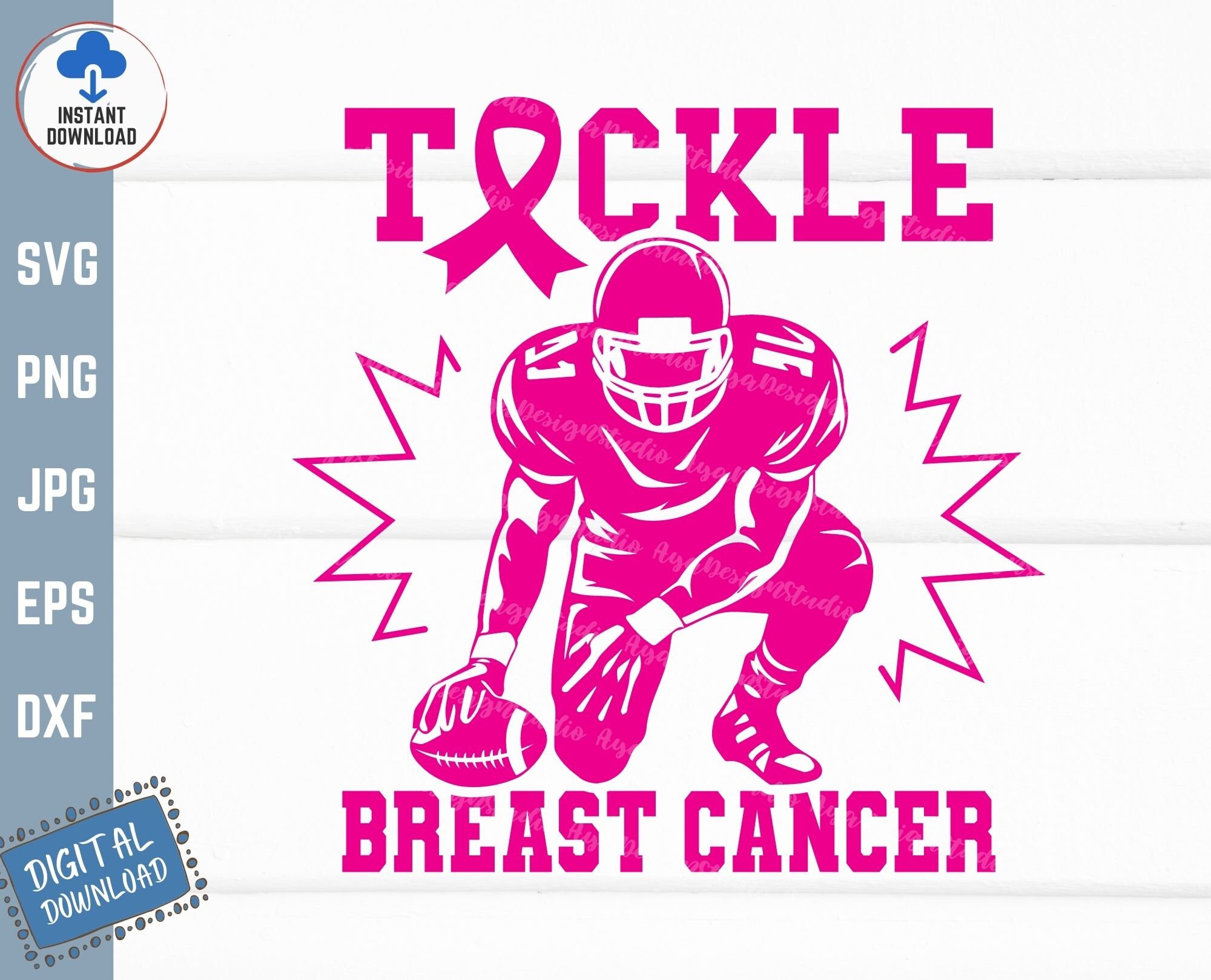 Tackle Breast Cancer Football Player Svg, Breast Cancer Awareness ...