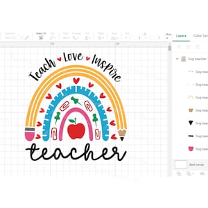 Teacher Teach Love Inspire Rainbow Svg, Pencil Rainbow Back to School ...