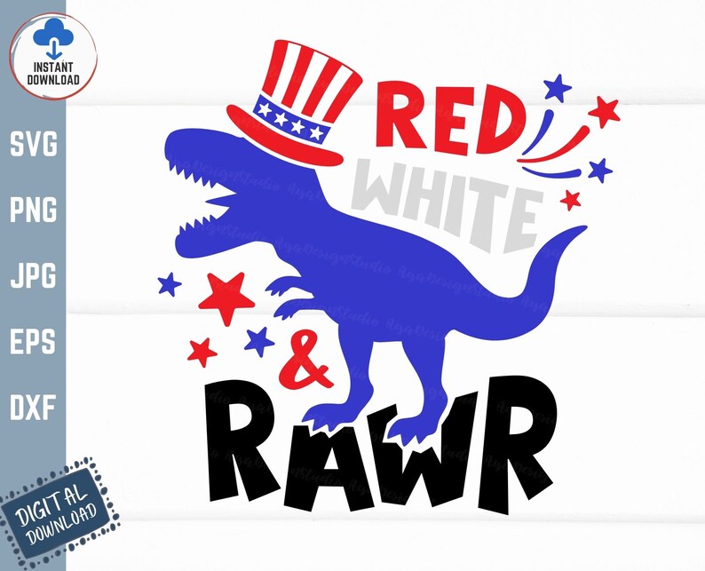 Red White and Rawr Svg Patriotic Dinosaur Svg 4th of July | Etsy