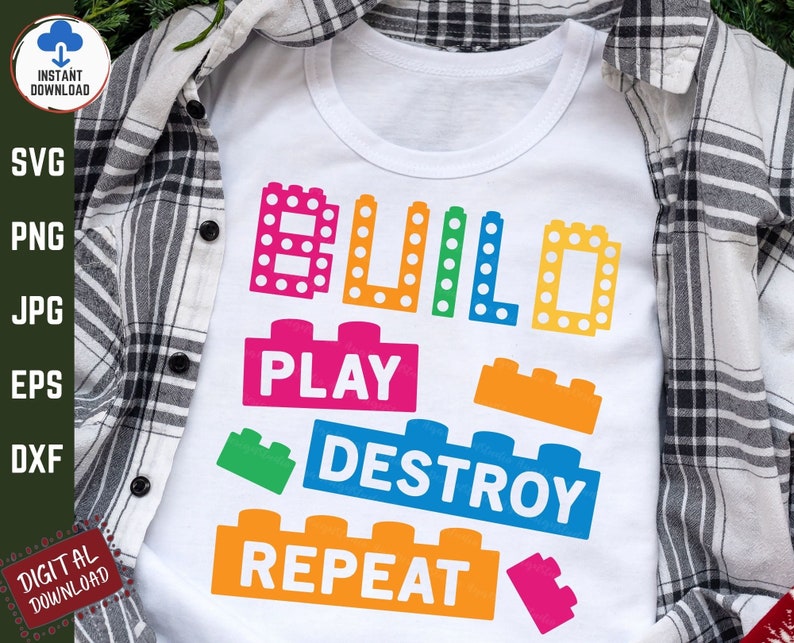 Build Play Destroy Repeat Svg Colorful Block Bricks Svg - Etsy