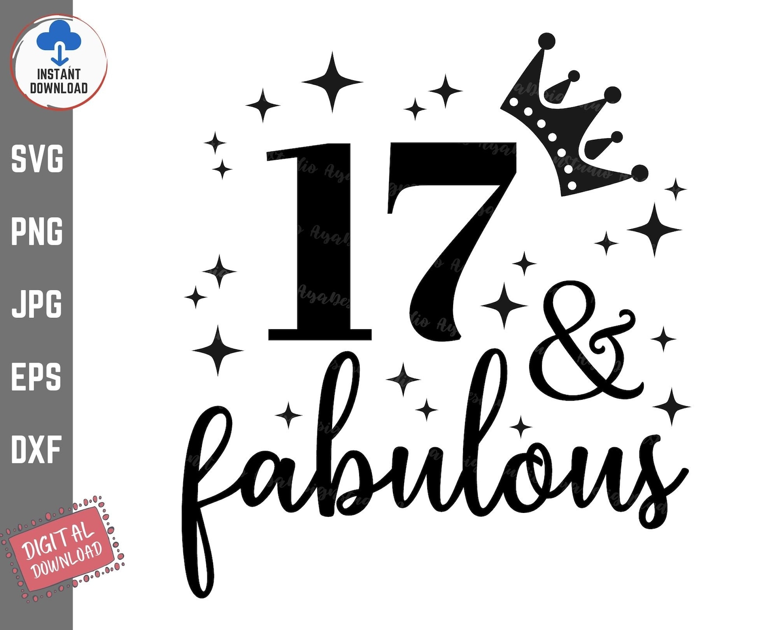 17 and Fabulous Svg, 17th Birthday, Seventeenth Birthday Svg, 17th ...
