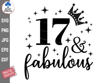 17th Birthday Svg | Etsy