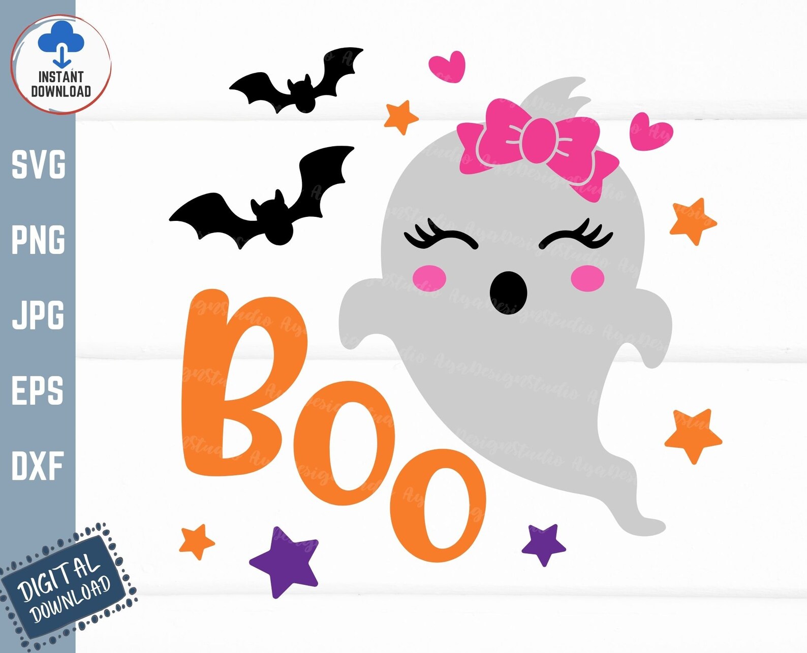 Boo Halloween Girl Svg Little Ghost With Bow Svg Cute Ghost - Etsy