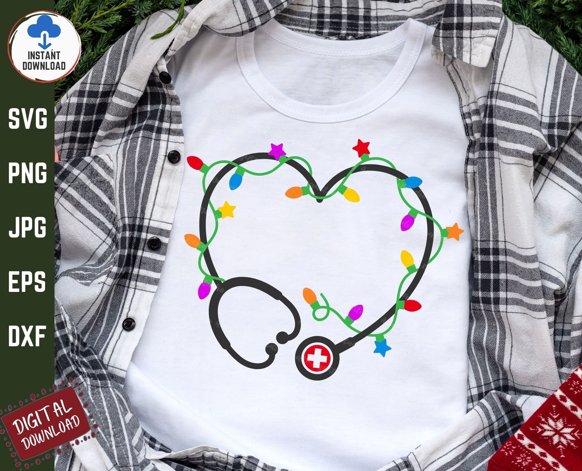Christmas Light Stethoscope Svg Christmas Nurse Svg - Etsy