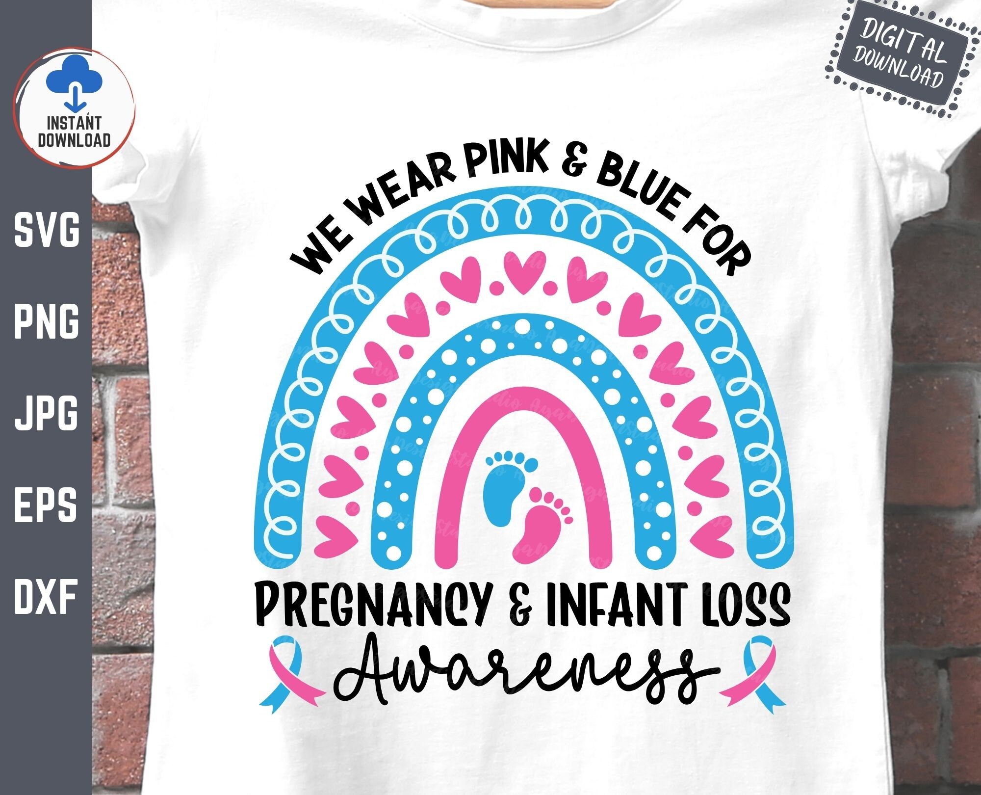 We Wear Pink and Blue for Pregnancy and Infant Loss Awareness Rainbow ...