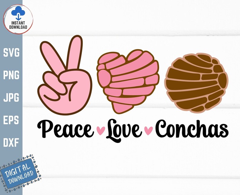 Peace Love Conchas Svg, Funny Concha Bra Svg, Concha Pan Dulce Heart ...