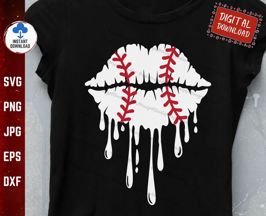 Baseball Lips Svg, Baseball Dripping Lips Svg, Love Baseball Lips Svg ...