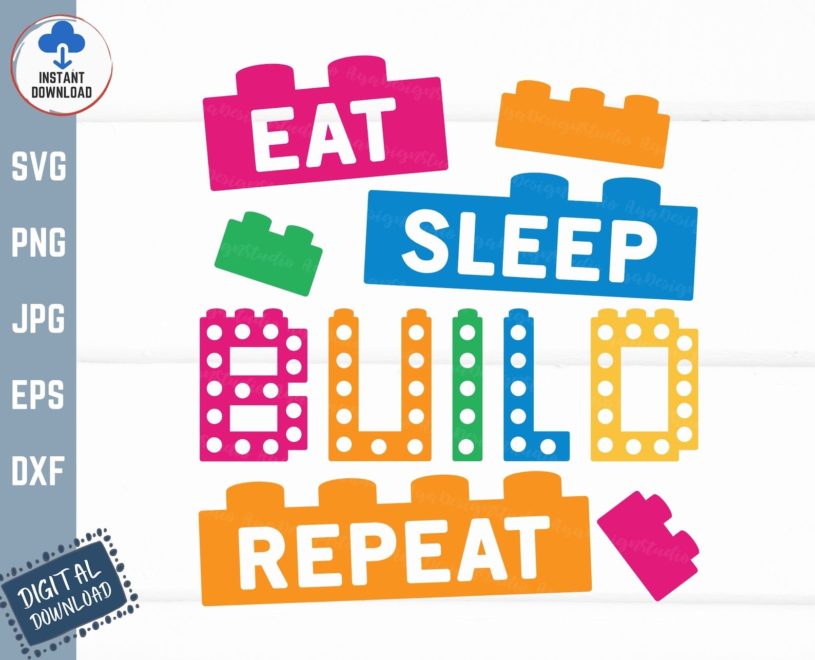 Eat Sleep Build Repeat Svg Colorful Block Bricks Svg Builder - Etsy