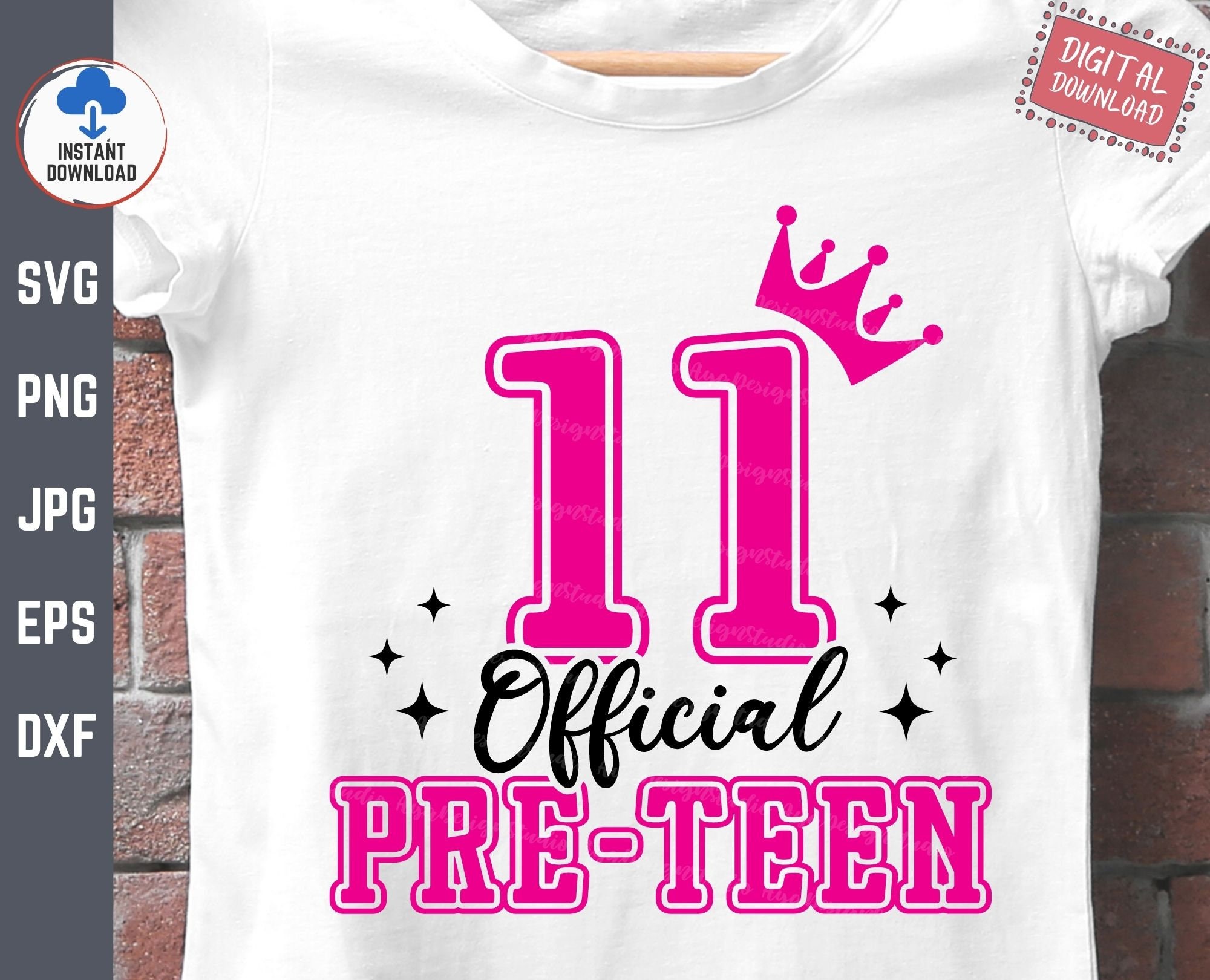 11 Official Pre-teen Svg, 11th Birthday Girl Svg, Official Pre-teen ...