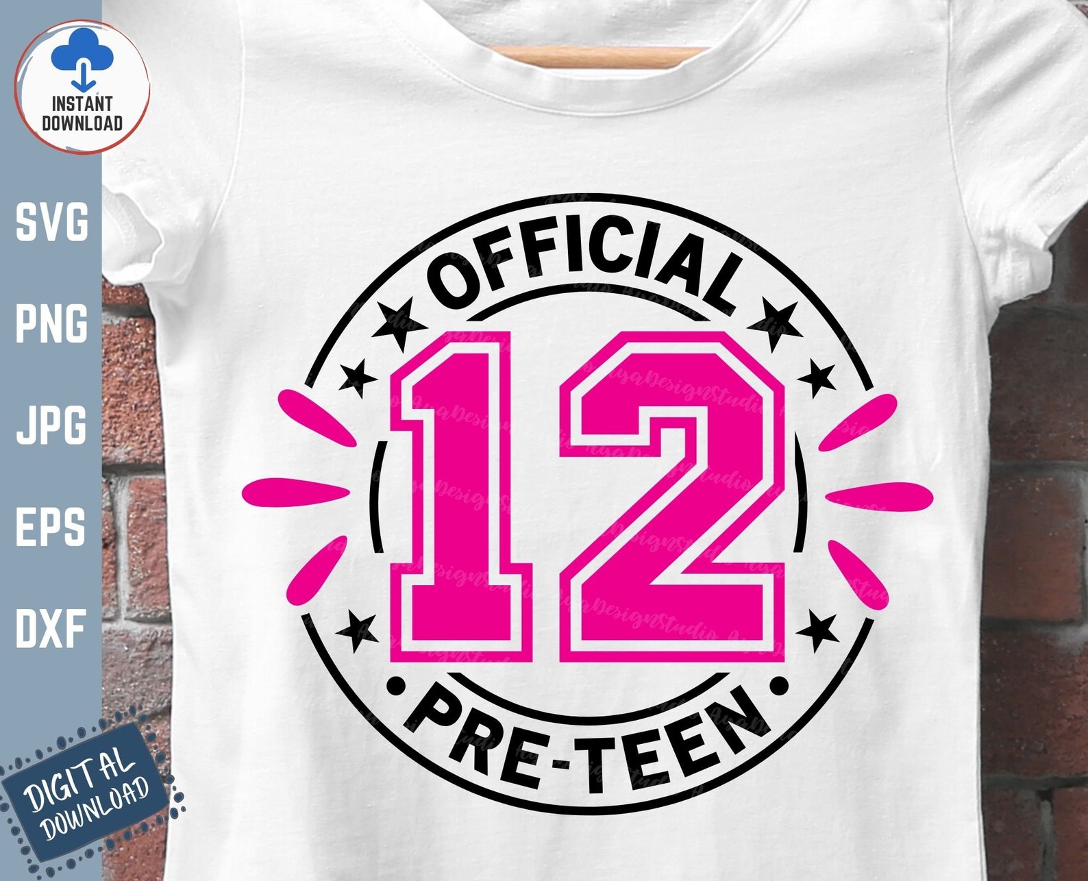Official 12 Pre-teen Svg 12th Birthday Girl Svg Official - Etsy
