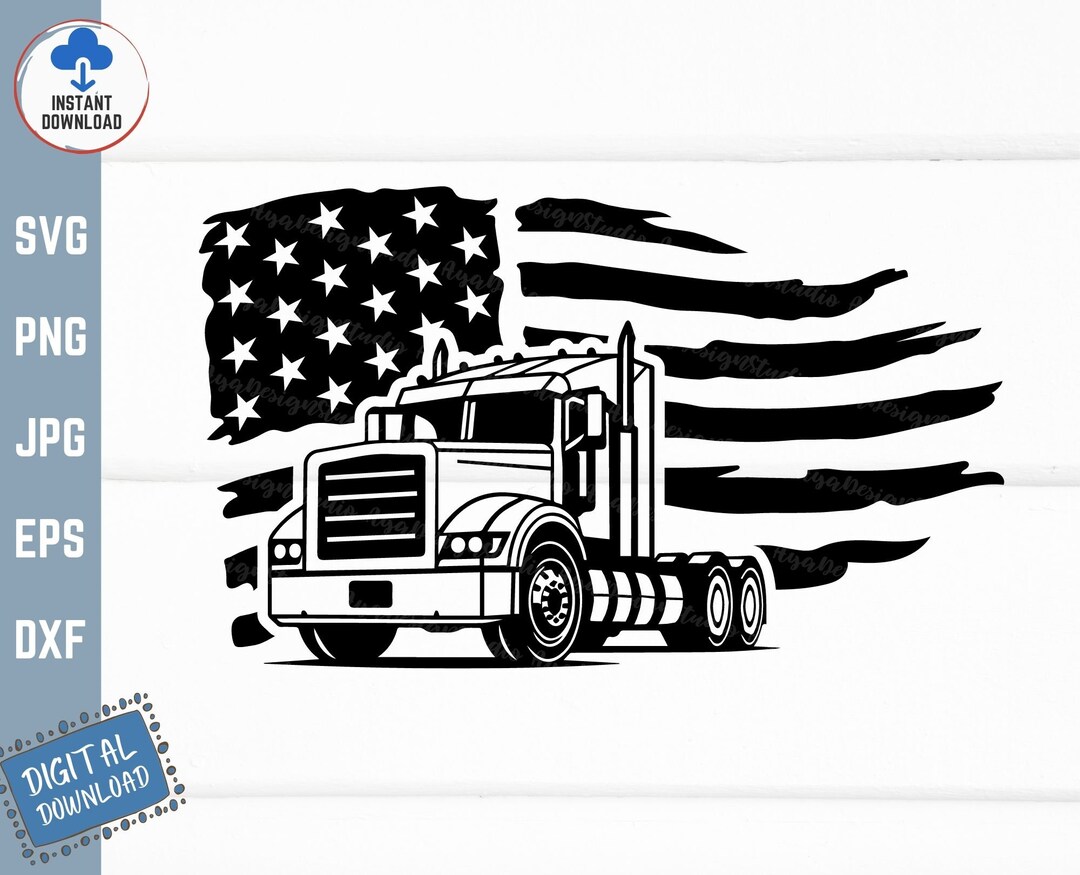 Big Truck American Flag Svg, USA Distressed Flag Svg, US Big Truck Svg ...