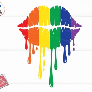 Rainbow Dripping Lips Svg, LGBTQ Dripping Lips Svg, LGBT Rainbow ...