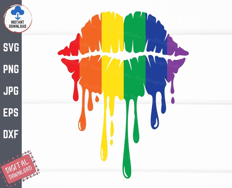 Rainbow Dripping Lips Svg Lgbtq Dripping Lips Svg Lgbt Etsy