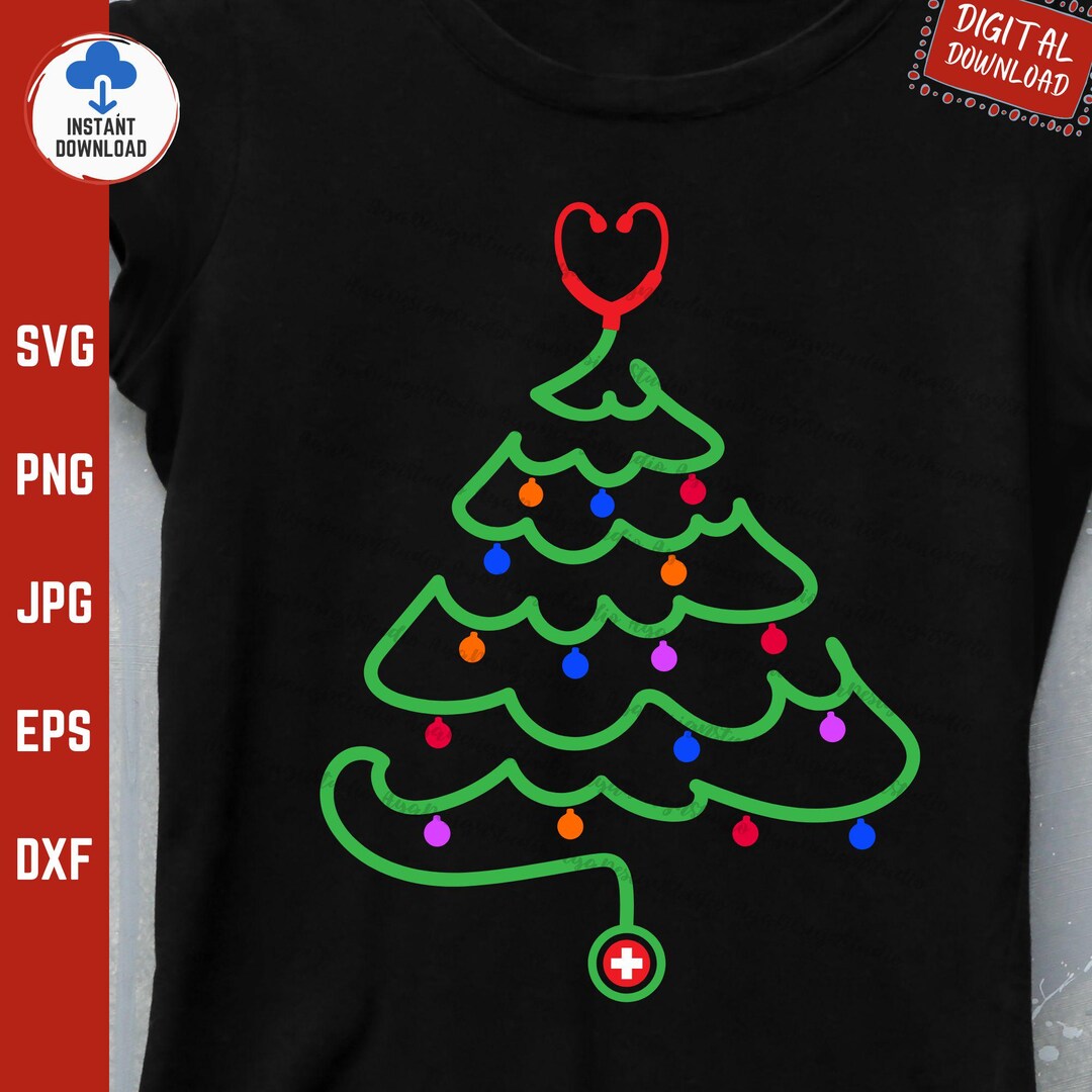 Stethoscope Christmas Tree Svg Png, Christmas Nurse, ER, ICU, Doctor ...
