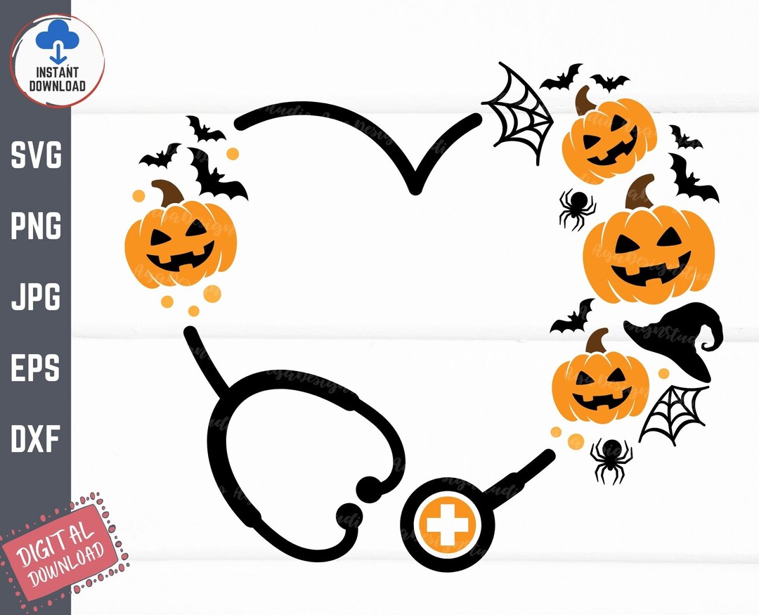 Halloween Stethoscope Svg, Nurse Halloween Svg, Pumpkin Stethoscope Svg ...