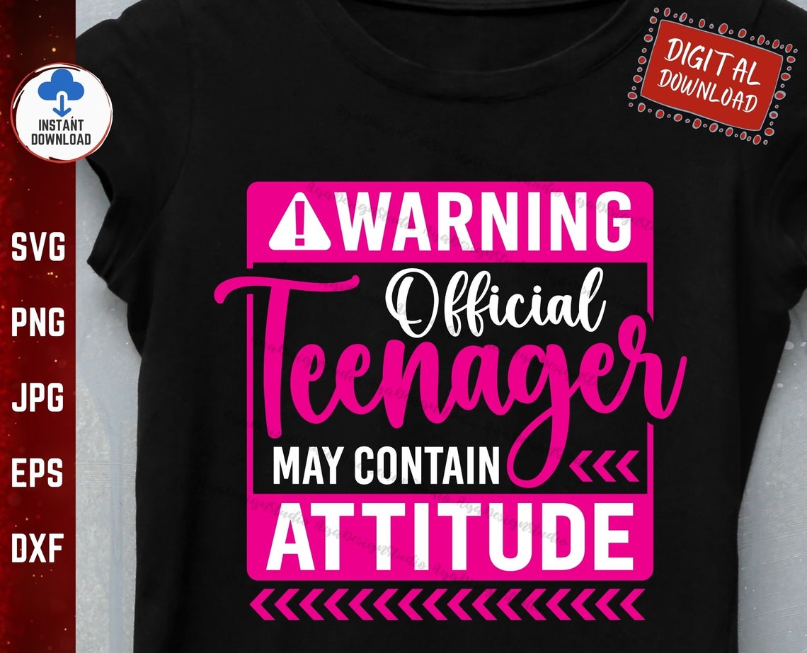 Warning Official Teenager Svg 13th Birthday Girl Svg Warning - Etsy
