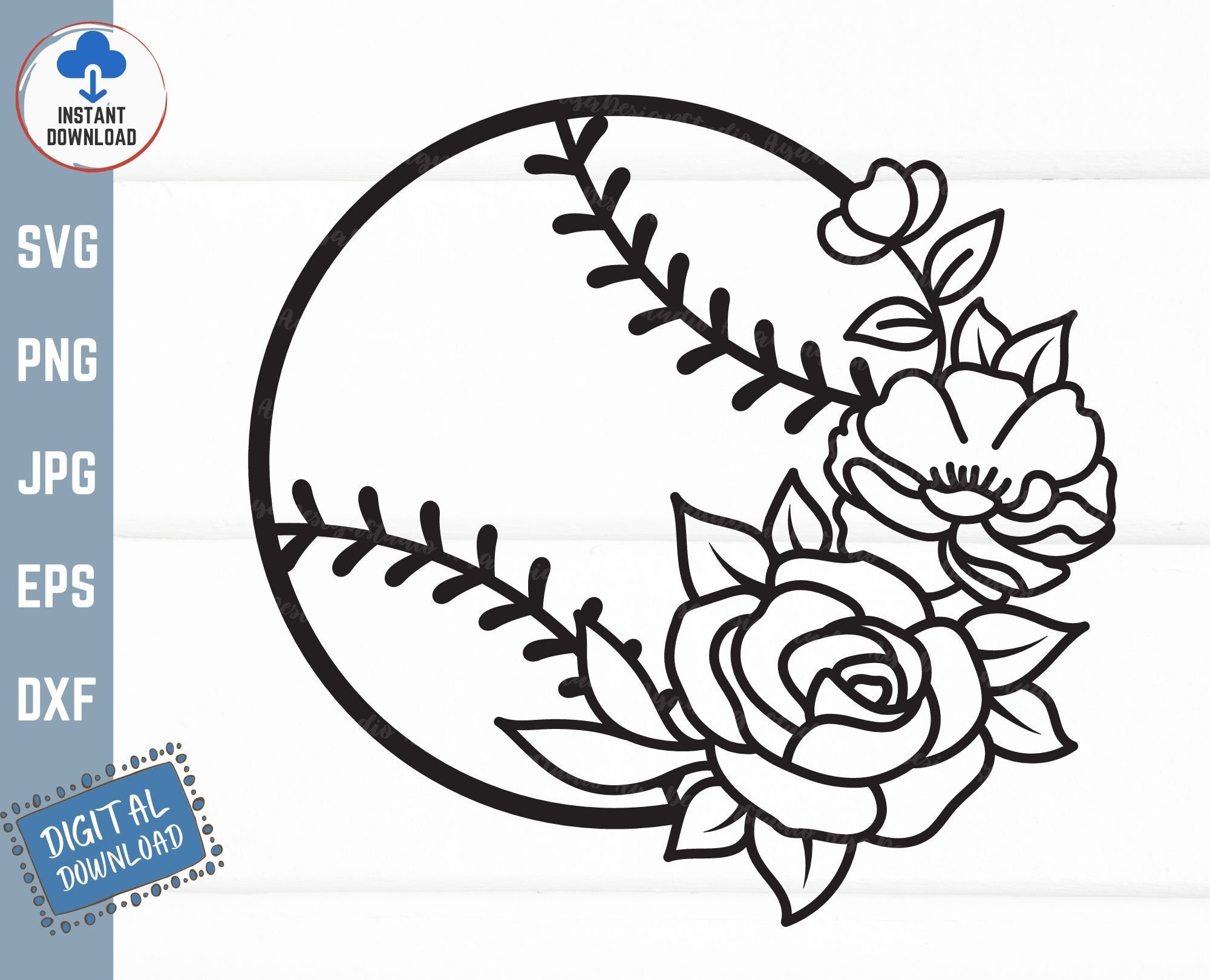 Floral Baseball Svg, Baseball Flowers Svg, Girls Baseball With Flowers ...
