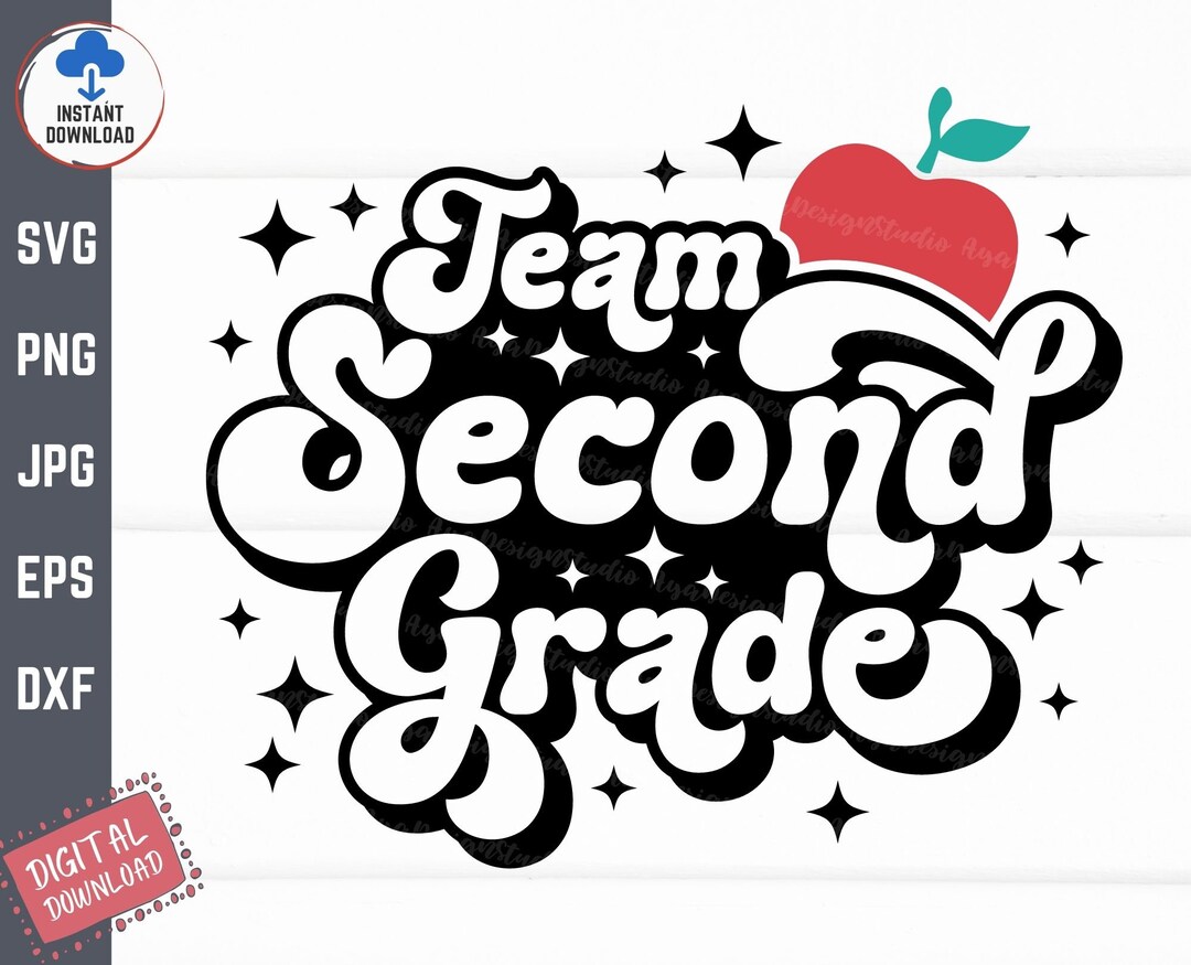 Team Second Grade Groovy Svg, Team Second Grade Svg, Second Grade ...