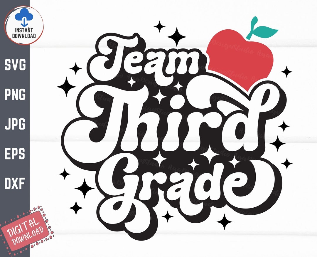 Team Third Grade Groovy Svg, Team Third Grade Svg, Third Grade Teacher ...