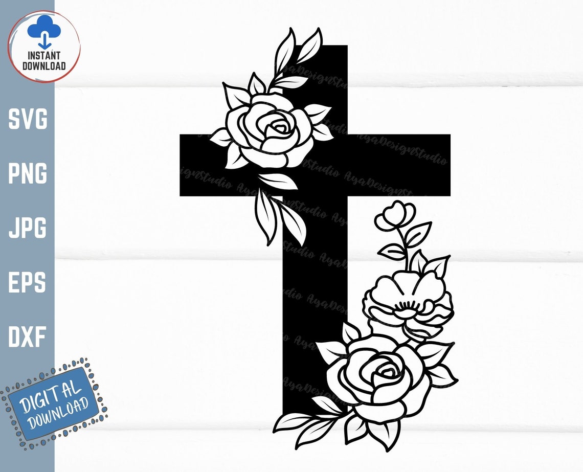 Floral Cross Svg Faith Cross Flower Svg Cross With Flowers - Etsy