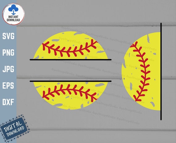 Softball Split Svg Softball Monogram Frame Svg Softball Name Etsy