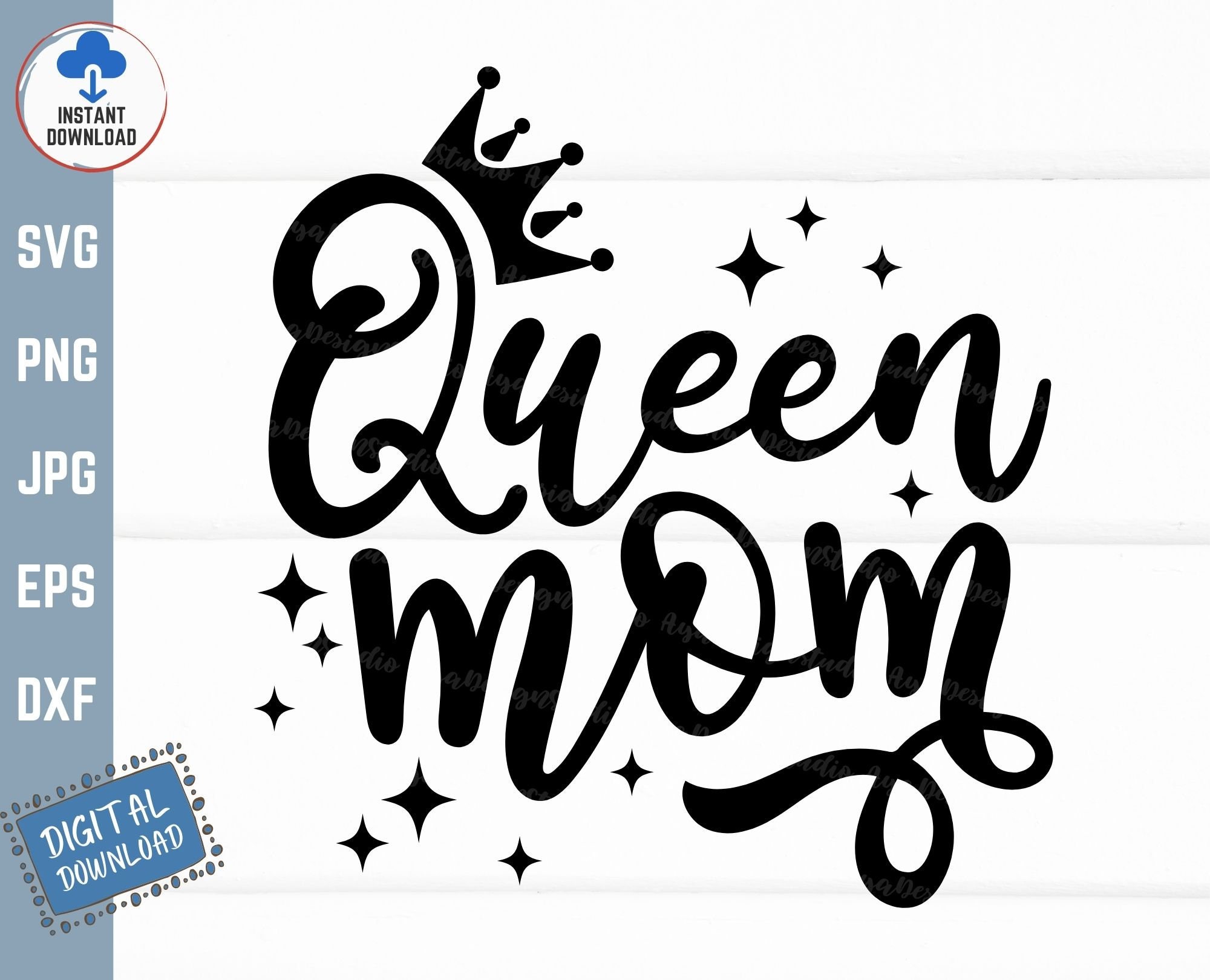 Queen Mom Svg, Mom and Daughter Svg, Queen Mom With Crown Svg, Mother's ...