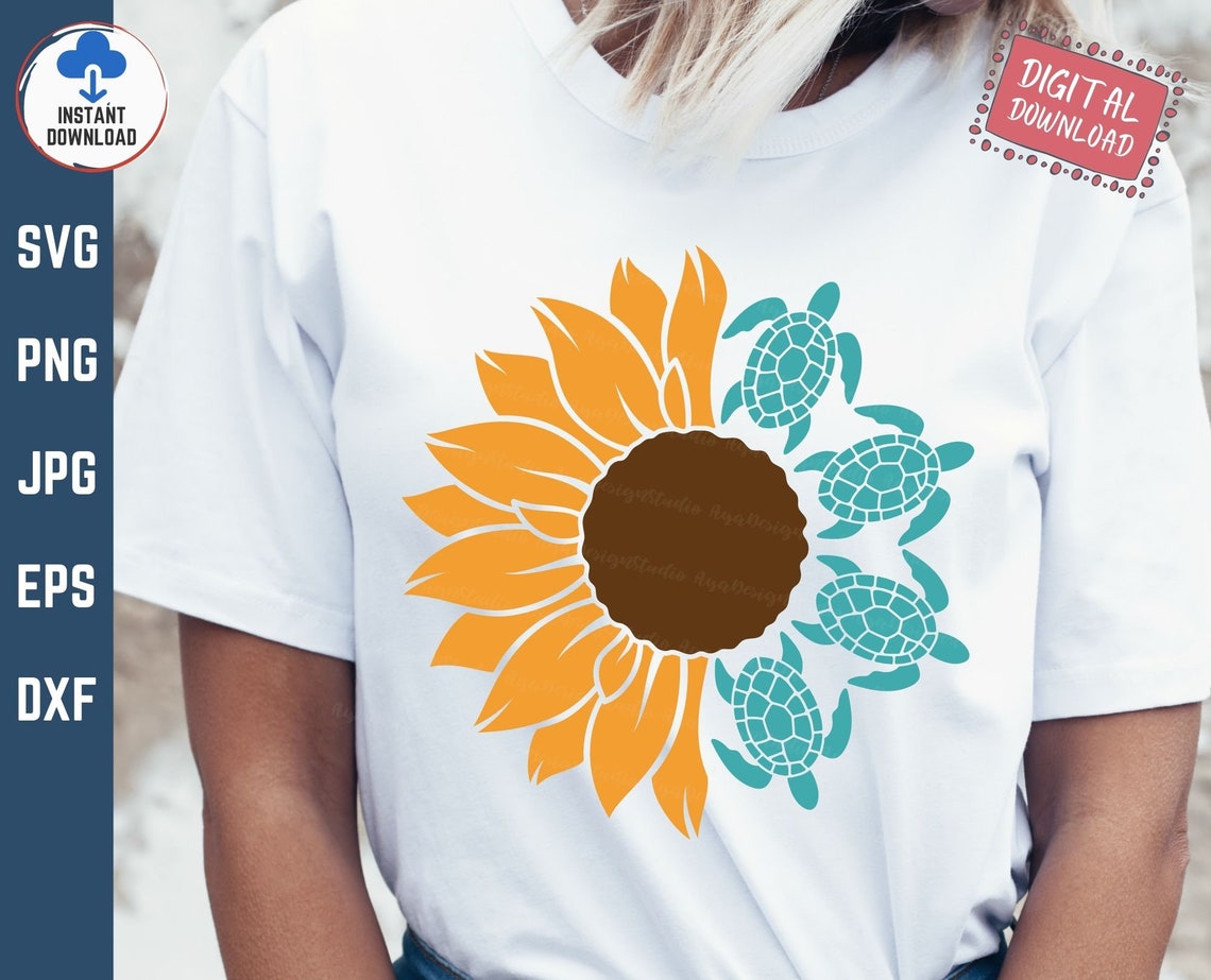 Sea Turtle Sunflower Svg Turtle Svg Sunflower Sea Turtle - Etsy