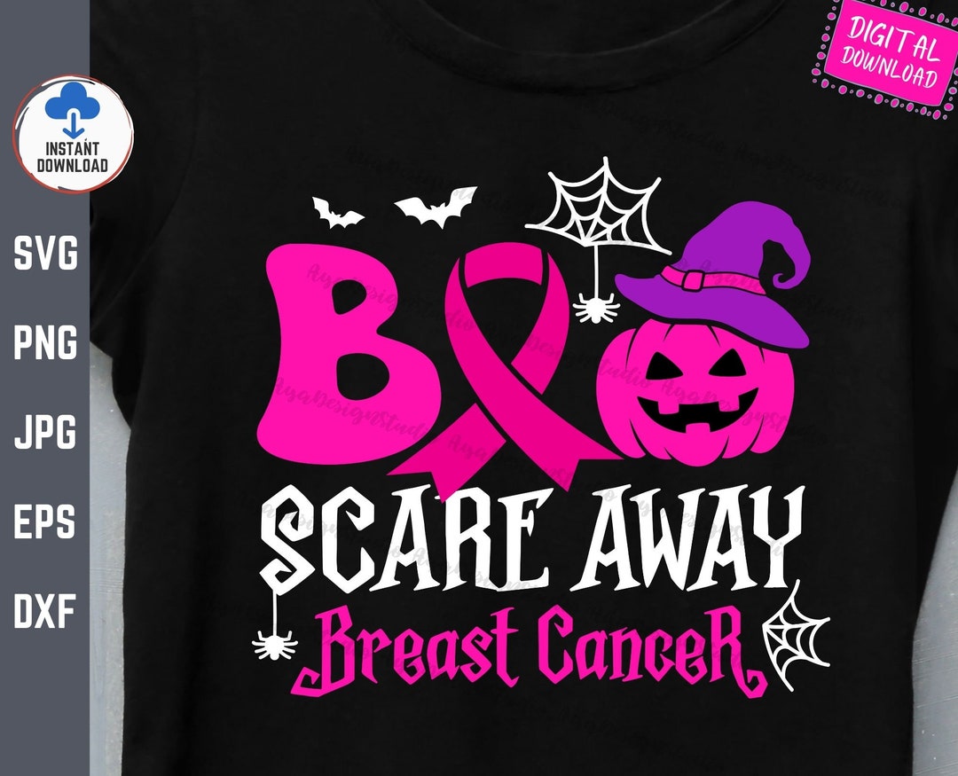 Boo Scare Away Breast Cancer Svg, Breast Cancer Awareness Support, Pink ...