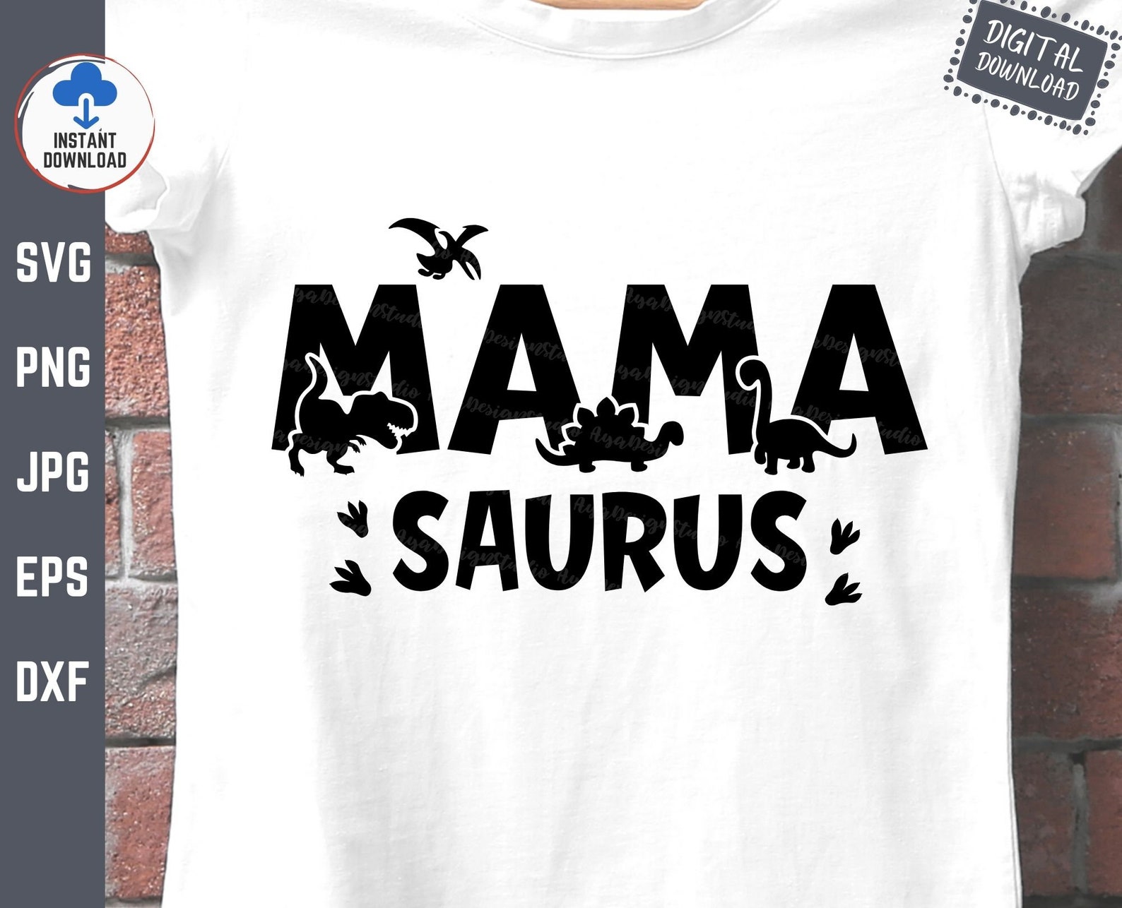 Mama Saurus Svg, Mommy T-rex Dinosaur Svg, Dinosaur Mom Svg, Dinosaur ...