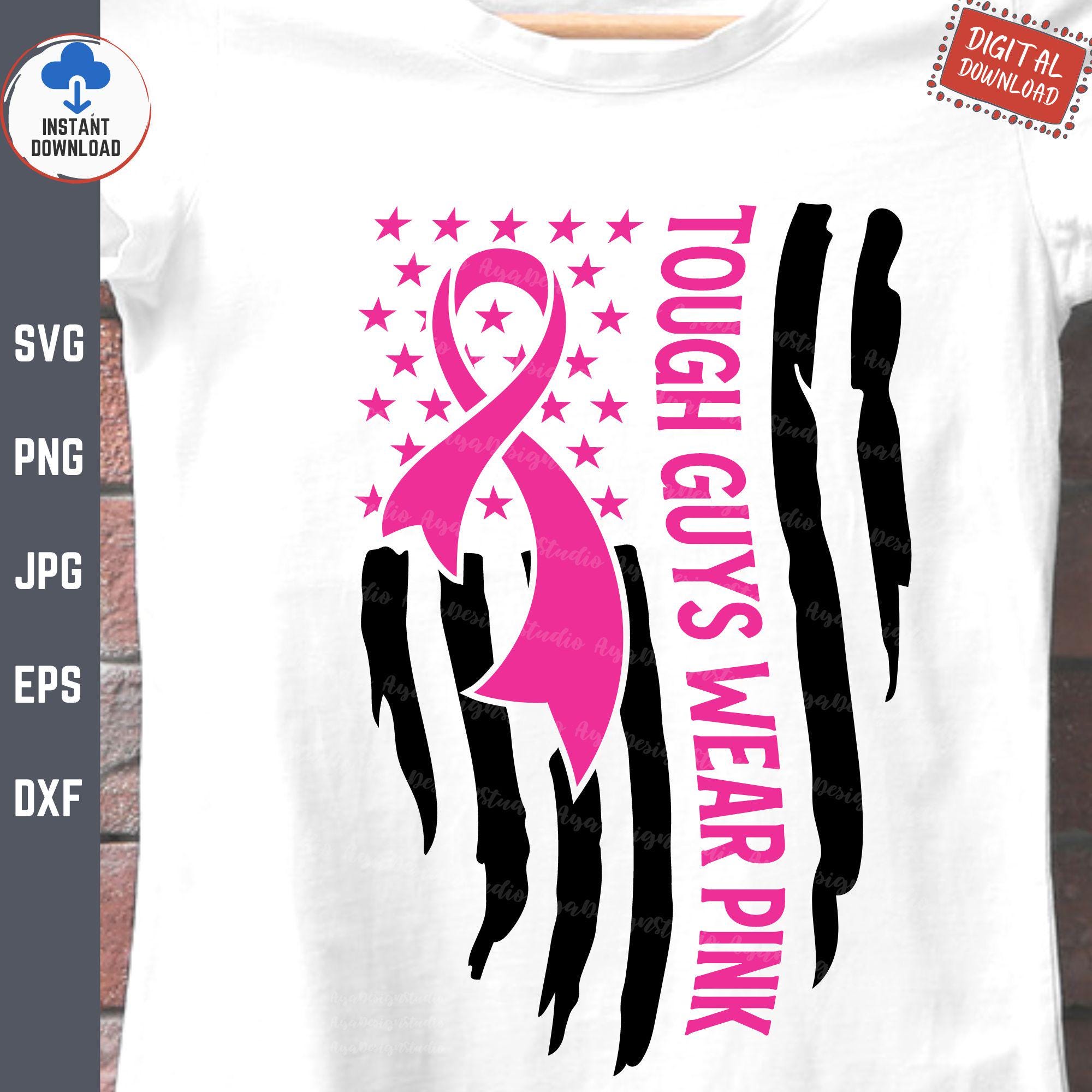 Tough Guys Wear Pink American Flag Svg, Fight Breast Cancer Svg, Breast ...