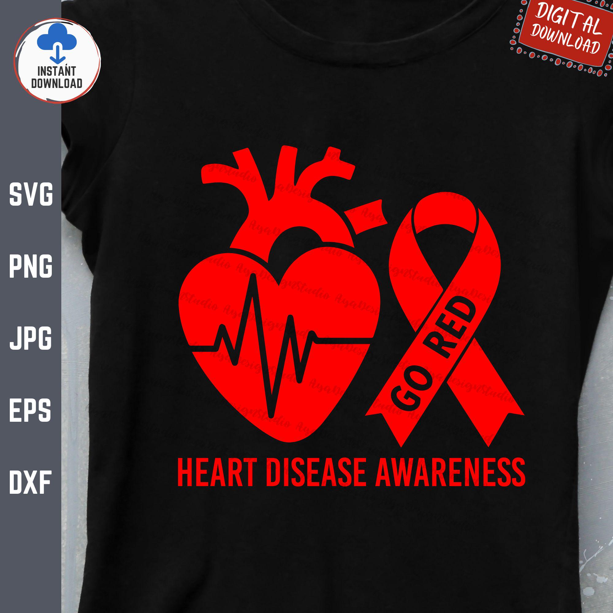 Go Red Heart Disease Awareness Svg, in February We Wear Red Awareness ...