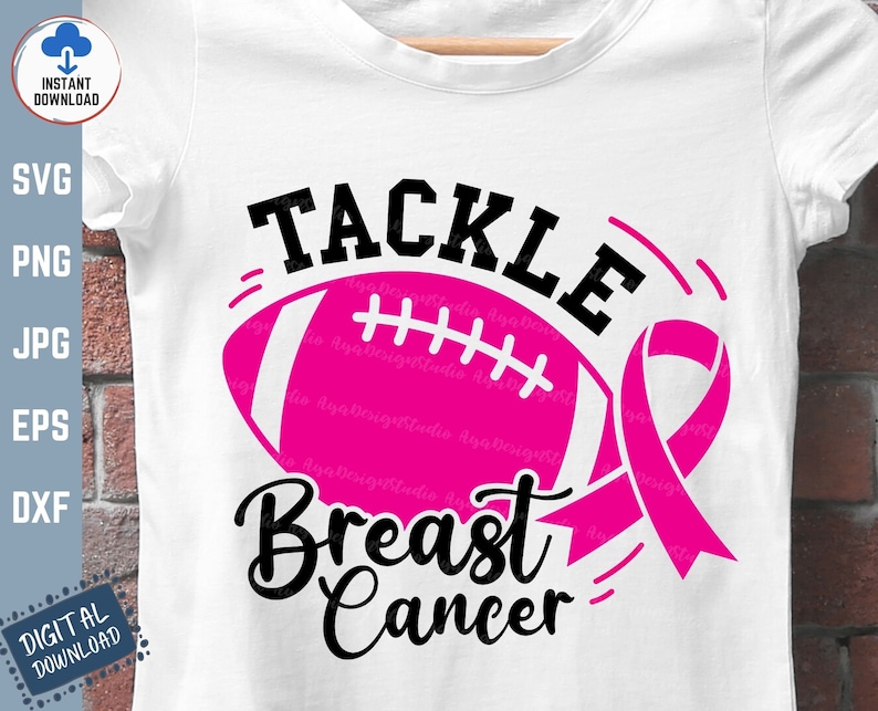 Tackle Breast Cancer Svg, Tackle Breast Cancer Football Svg, Breast ...