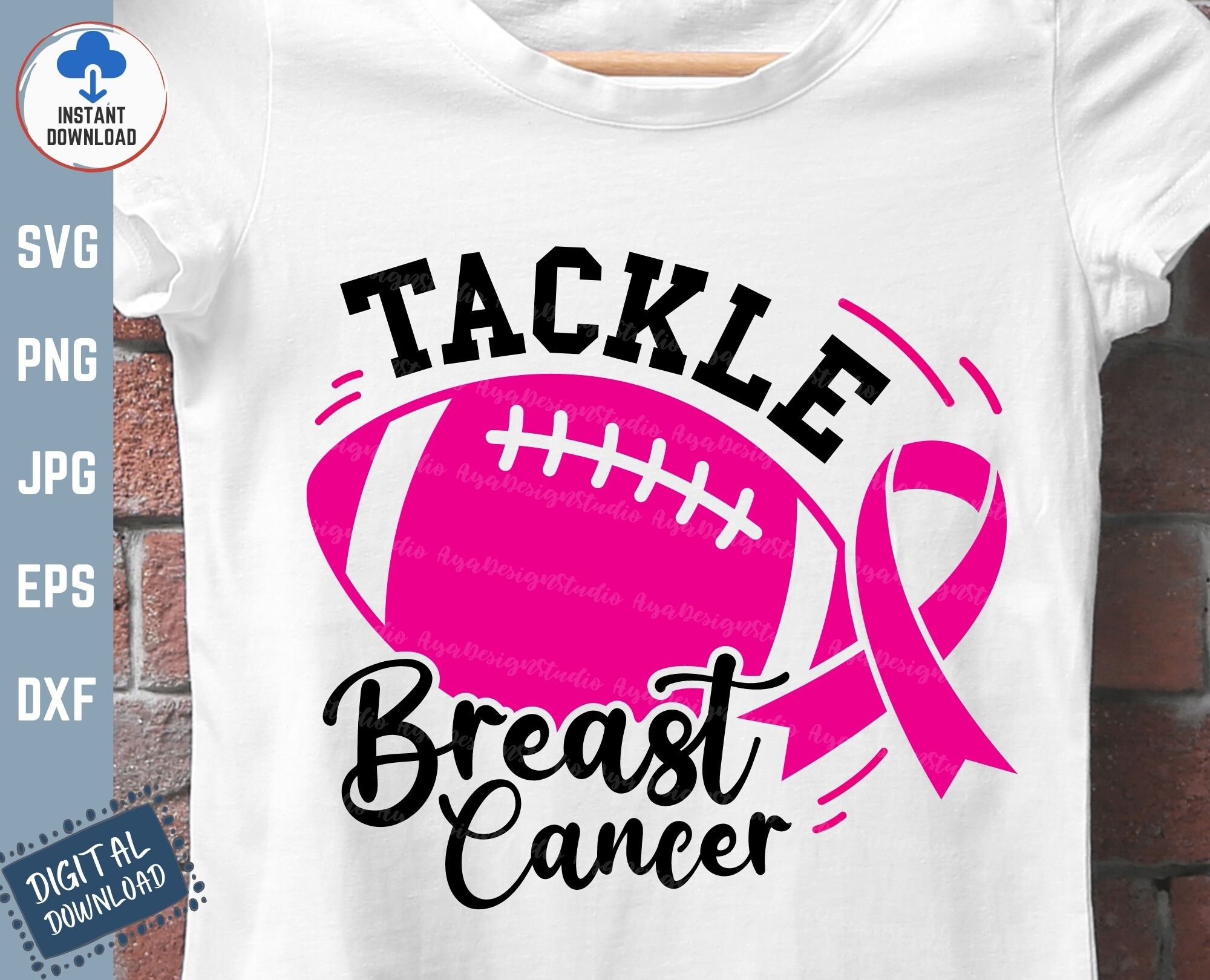 Tackle Breast Cancer Svg, Tackle Breast Cancer Football Svg, Breast ...