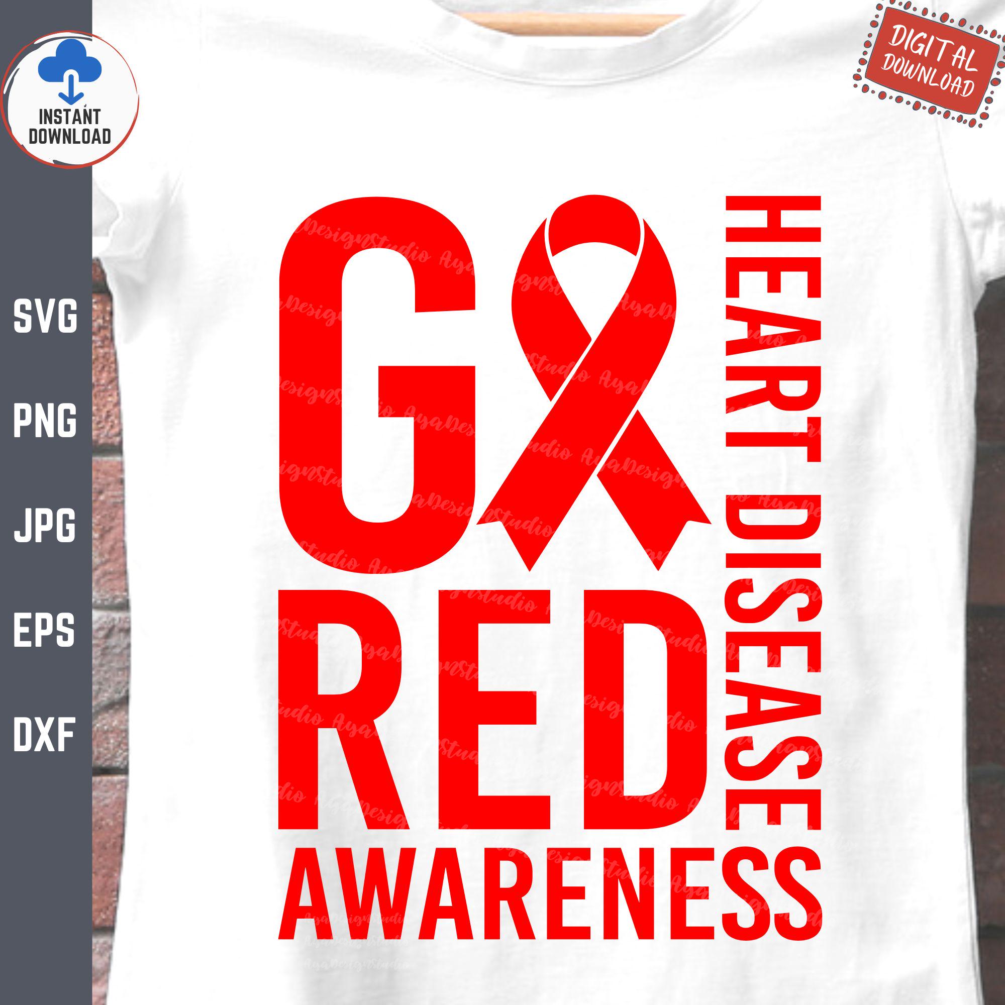 Go Red Heart Disease Awareness Svg, Heart Warrior, Ribbon, in February ...