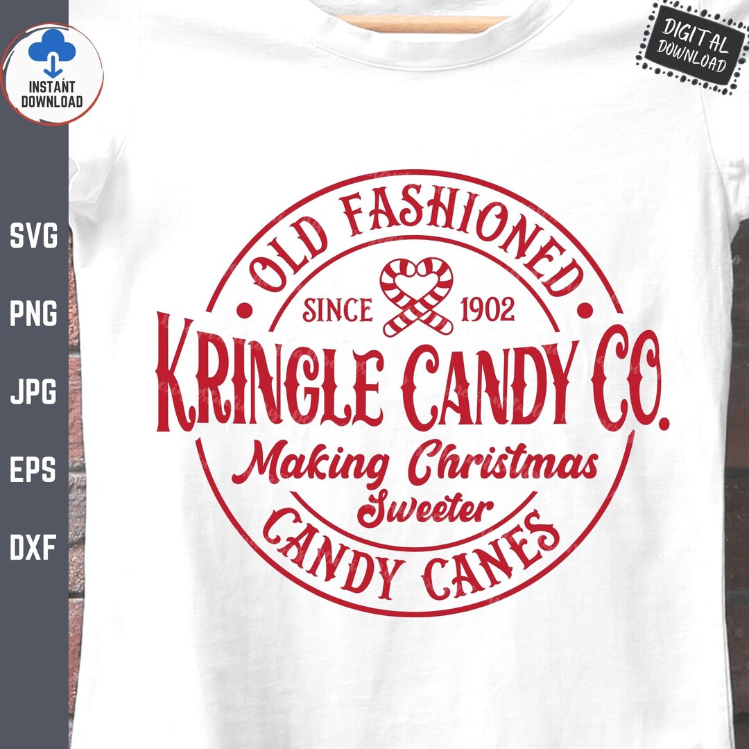 Kringle Candy Co Svg, Candy Cane Kringle Svg, Vintage Christmas, Retro ...