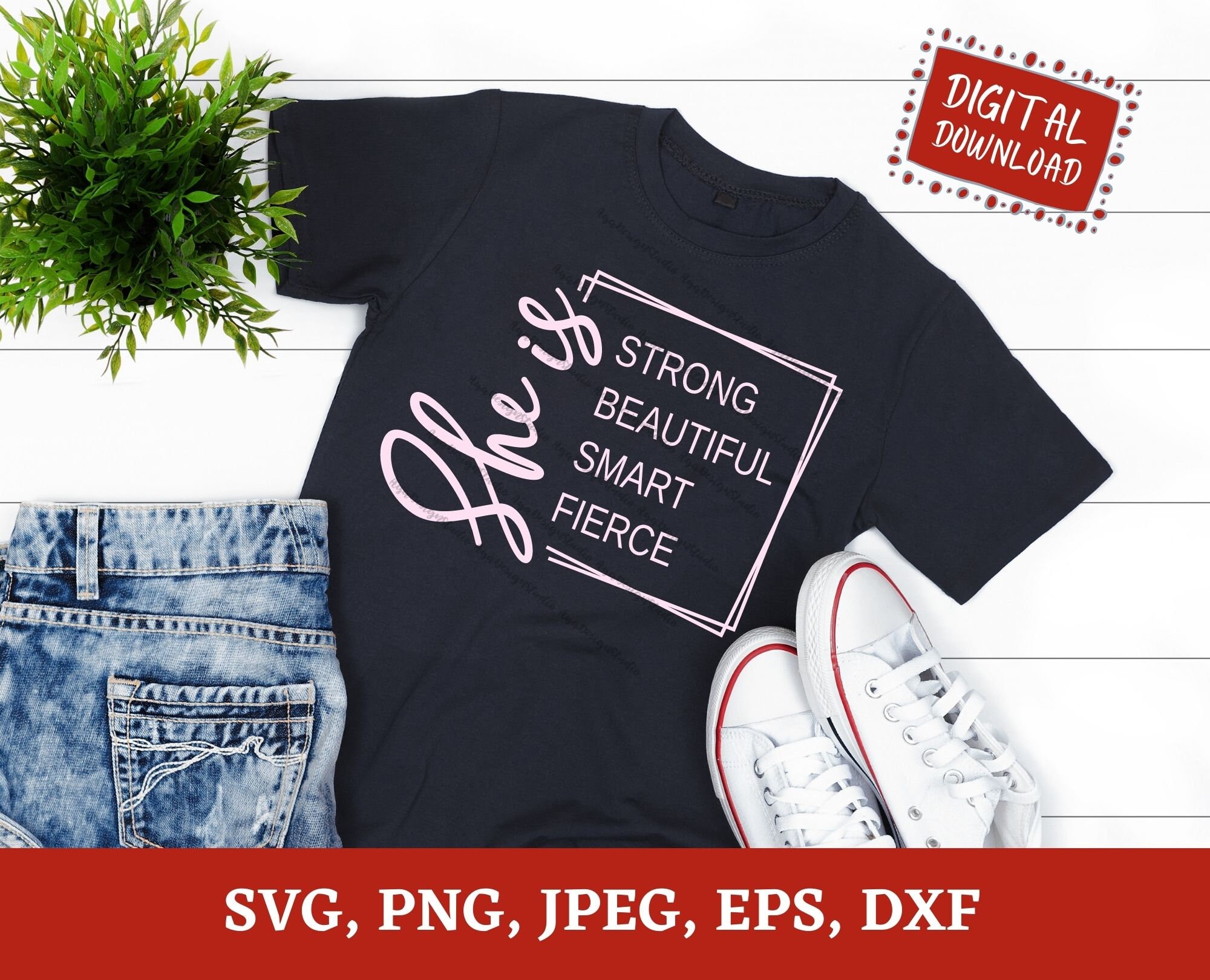 She is Strong Beautiful Smart Fierce Svg Girl Power Quote | Etsy