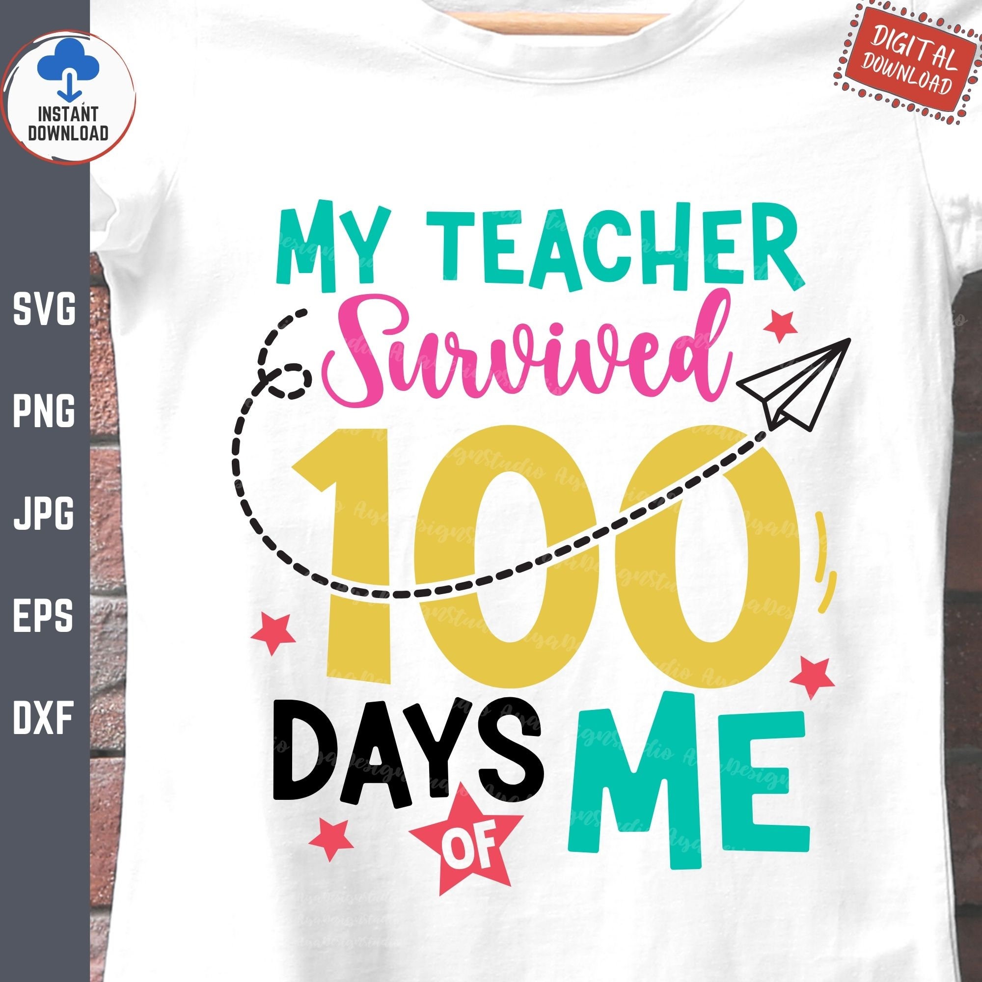 My Teacher Survived 100 Days of Me Svg, Funny Student 100th Day of ...