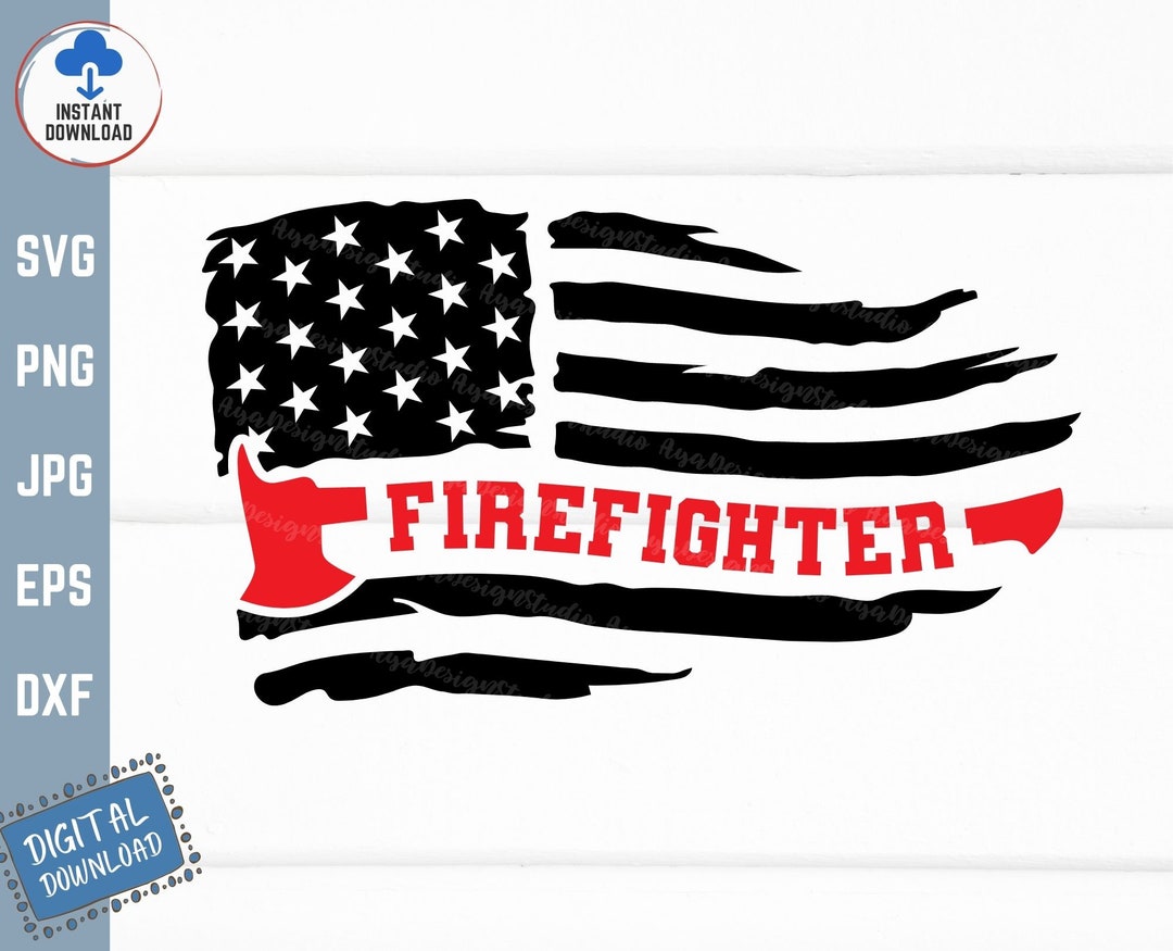 Firefighter American Flag Svg, Fire Dept USA Flag Svg, Fireman USA ...