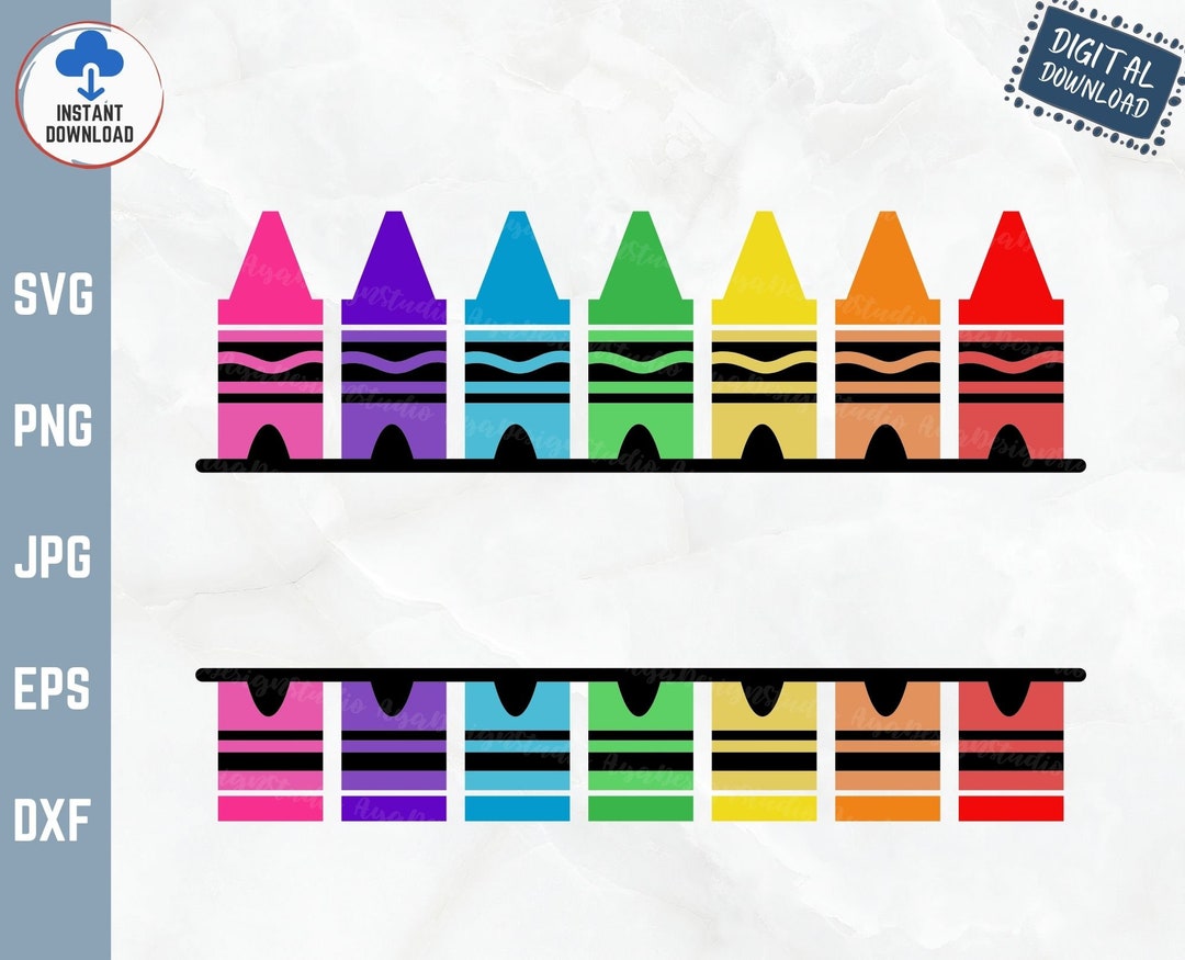 Crayon Split Monogram Svg Crayon Monogram Frame Svg Teacher Split