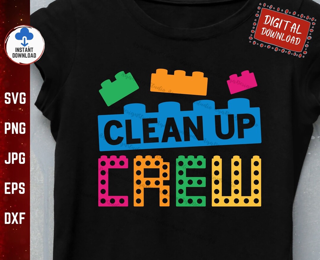 Clean up Crew Svg, Colorful Block Bricks Svg, Funny Parents Cleaning ...